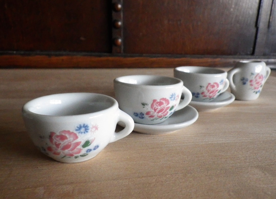 Miniature Tea Set W/ 3 Cups 2 Plates and a Sugar Bowl Pink - Etsy