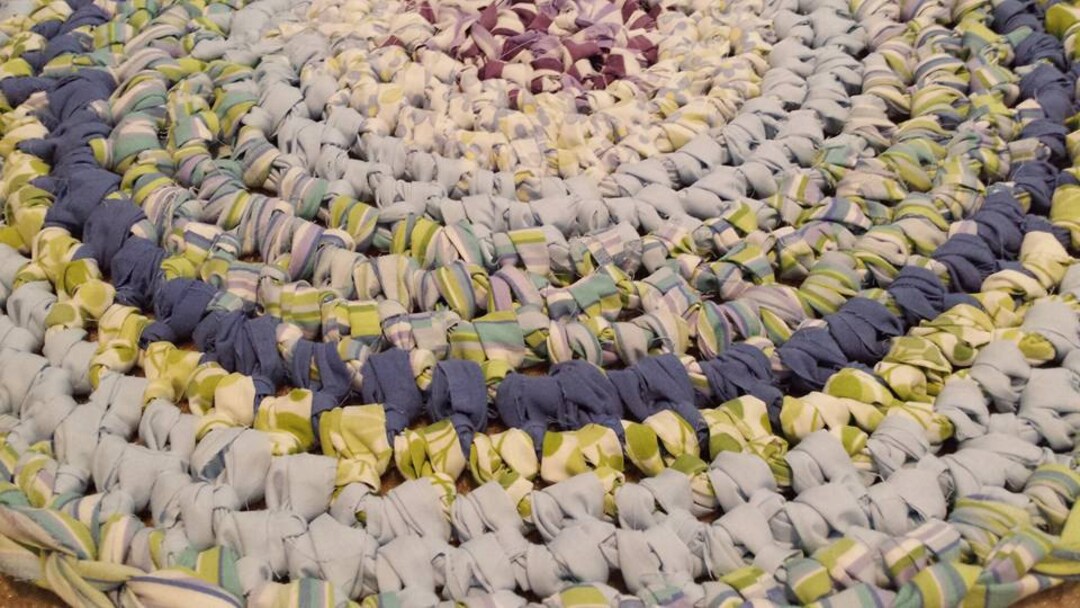 Artisan Crochet Rag Rug Cottage Shabby Chic Yipes Stripes - Etsy