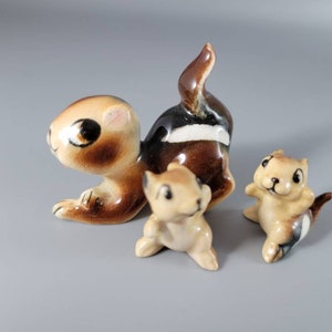 Vintage Set of 3 Chipmunk Family Miniature Figurines Mama Chipmunk and ...