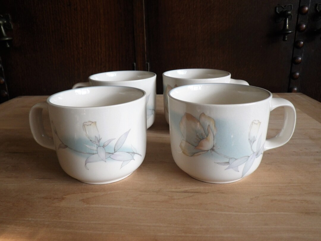 4 Flat Cups Together by Noritake Misty Isle Collection, Keltcraft ...