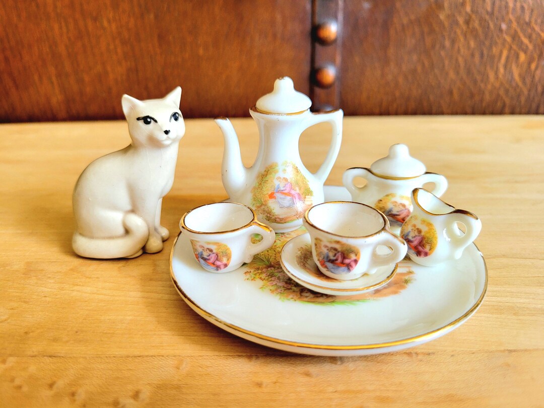 9 Pc Vintage Miniature Tea Set W/ Teapot Creamer Sugar Bowl and Lids ...