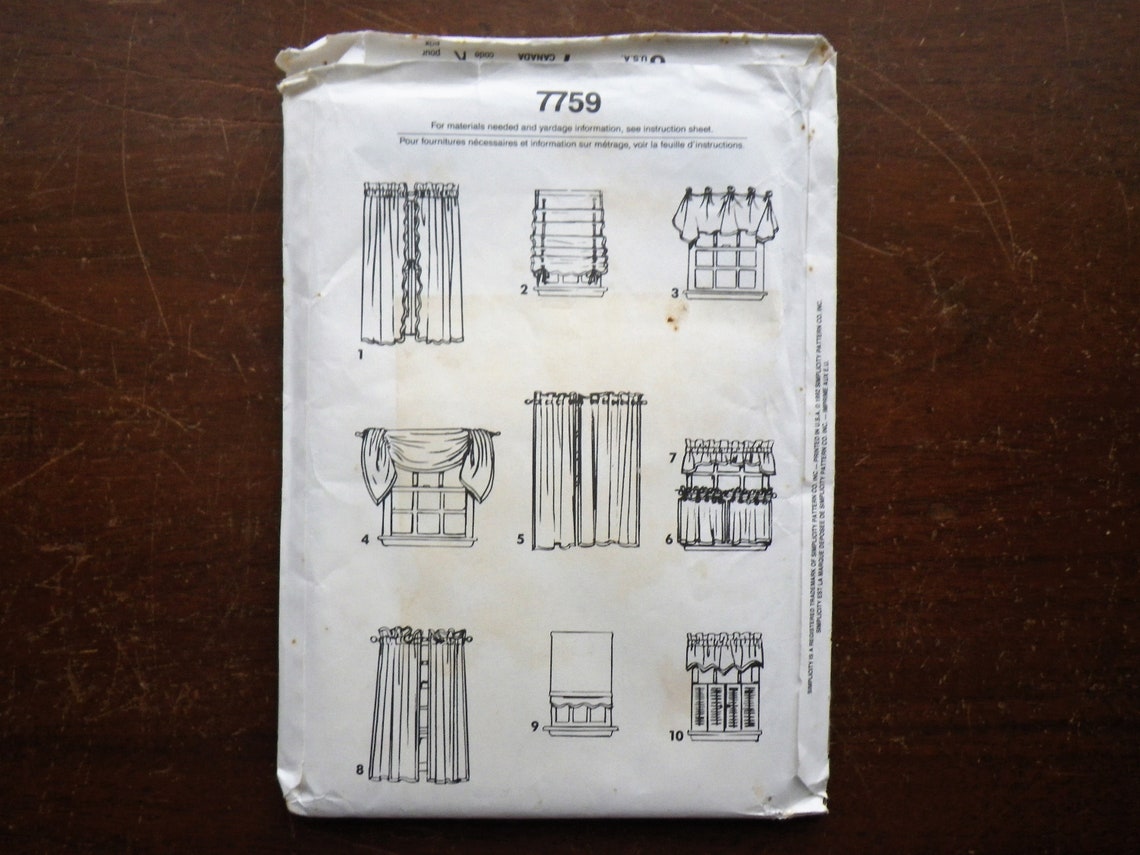 Simplicity House Pattern 7759 Window Treatments c. 1992 | Etsy