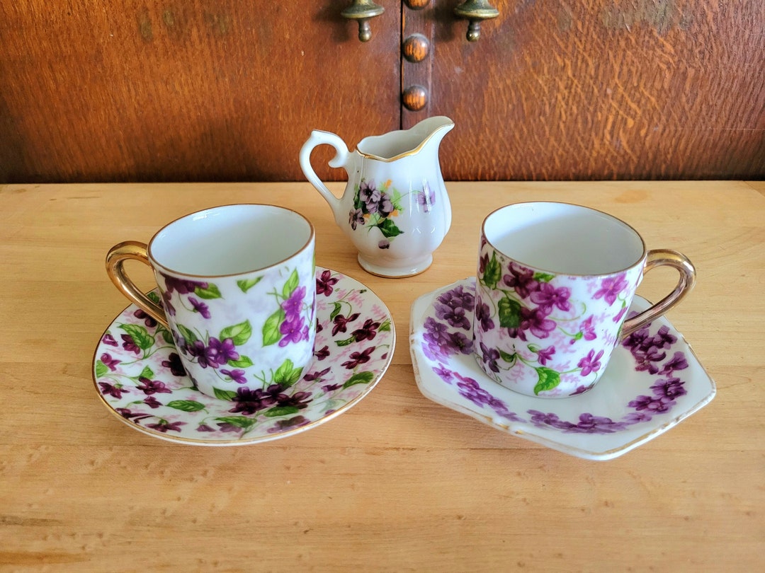 Mismatched 5 Piece Violet Demitasse Set - Vintage China - Purple ...