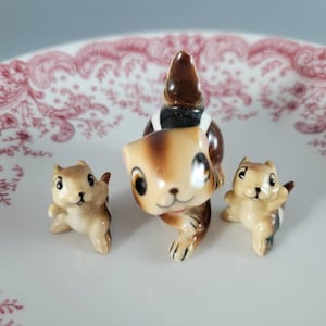 Vintage Set of 3 Chipmunk Family Miniature Figurines Mama Chipmunk and ...