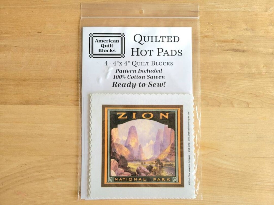 Zion National Park 4x4" Quilt Blocks for Quilted Hot Pads - Includes ...