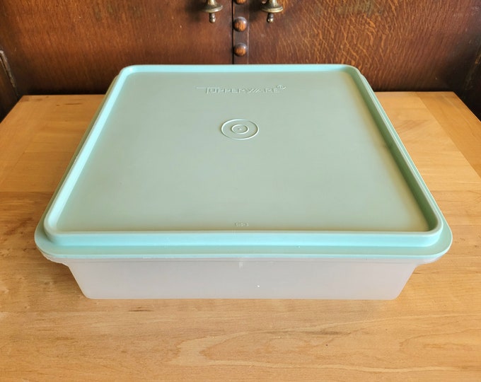 Vintage Square Tupperware Container With 2 Lids Mint Green and Clear ...