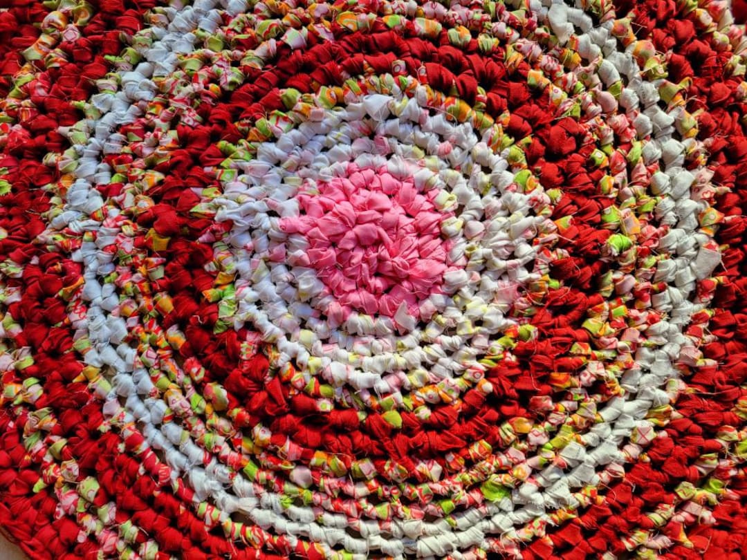 Artisan Crochet Rag Rug Burgundy & Pink 28 Cottage - Etsy