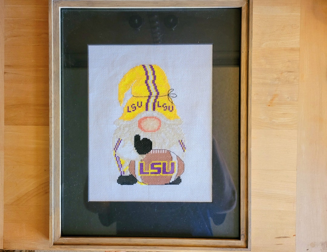 Louisiana State University Football Gnome Completed Cross Stitch for ...