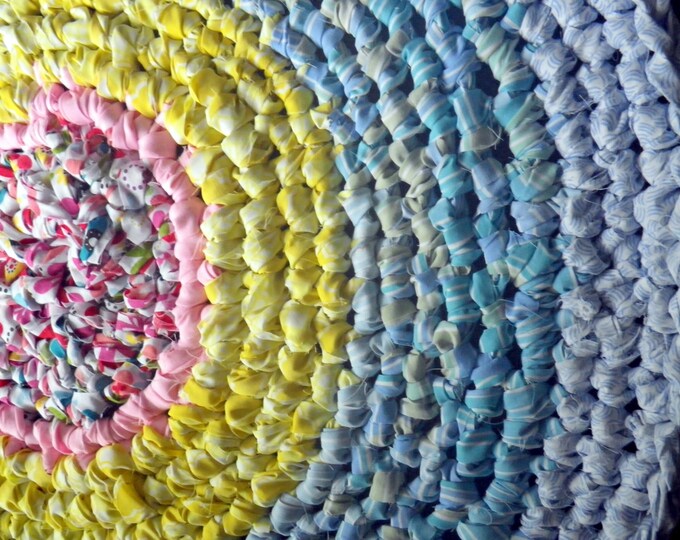 Artisan Crocheted Rag Rug for Nursery Baby Bliss Cottage Shabby Chic ...