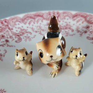 Vintage Set of 3 Chipmunk Family Miniature Figurines Mama Chipmunk and ...