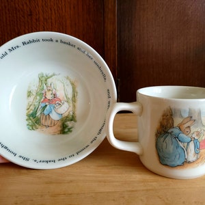 2pc Wedgwood Peter Rabbit Child's Dish Set Cup and Bowl Made in England ...
