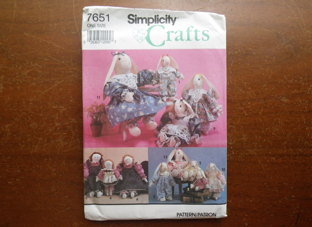 Simplicity Crafts Pattern 7651 Clothes for Doll or Rabbit 12 18 28 ...