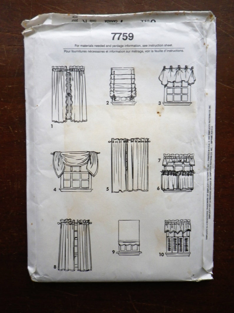 Simplicity House Pattern 7759 Window Treatments C. 1992 - Etsy