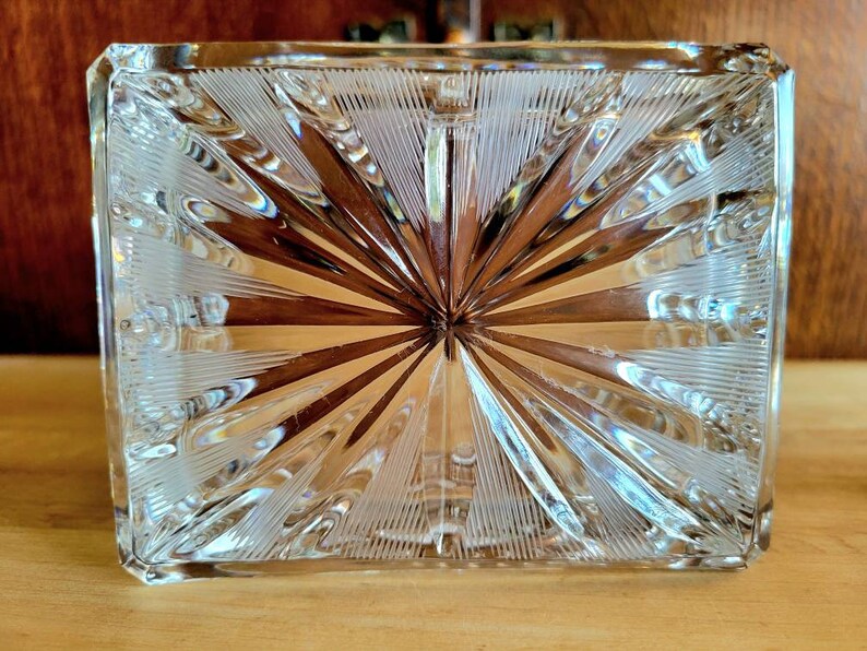 2 Pc Vintage Heavy Glass Cigarette Box With Ashtray Lid W/ - Etsy