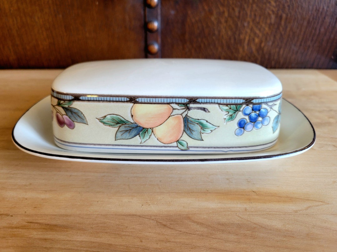 Vintage Mikasa Butter Dish GARDEN HARVEST Intaglio China Irregular ...