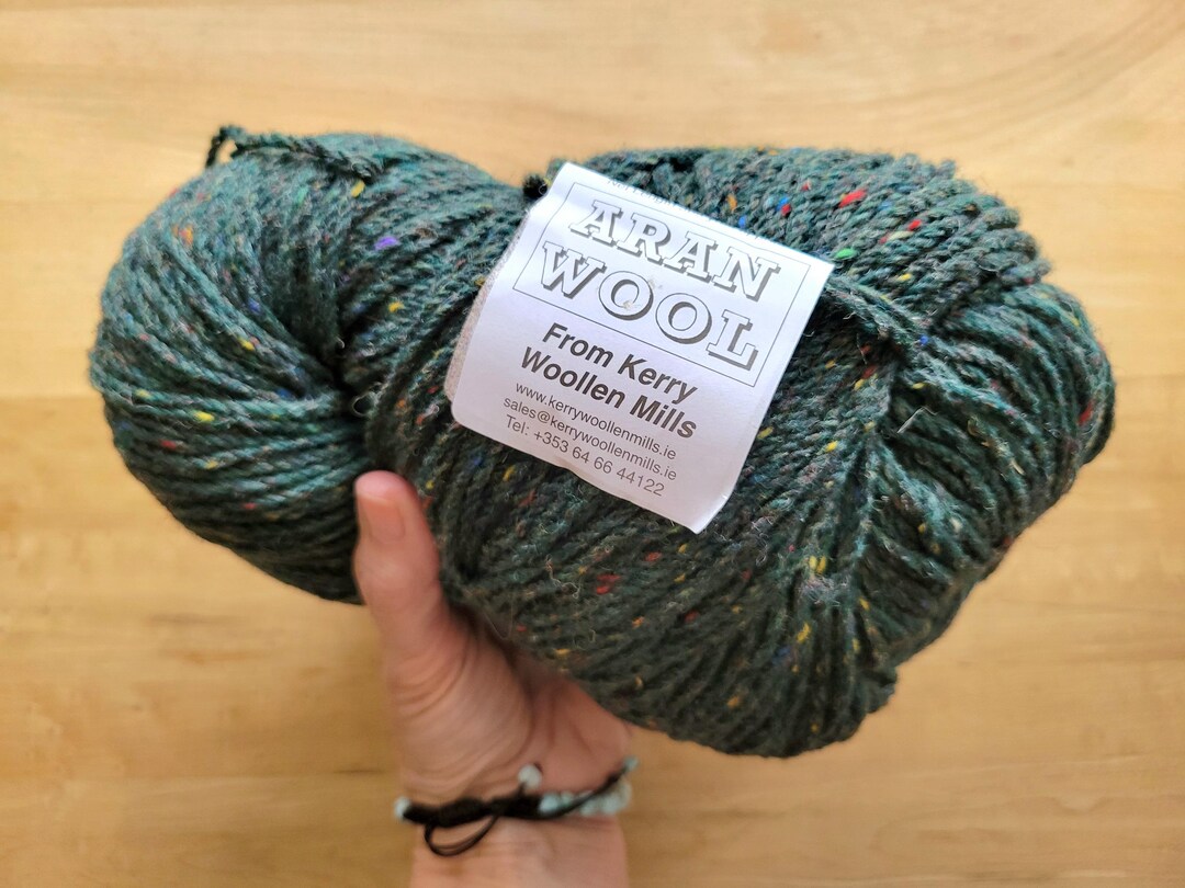 Aran Wool Hank in Green Fleck From Kerry Woollen Mills - Ireland - 100% ...