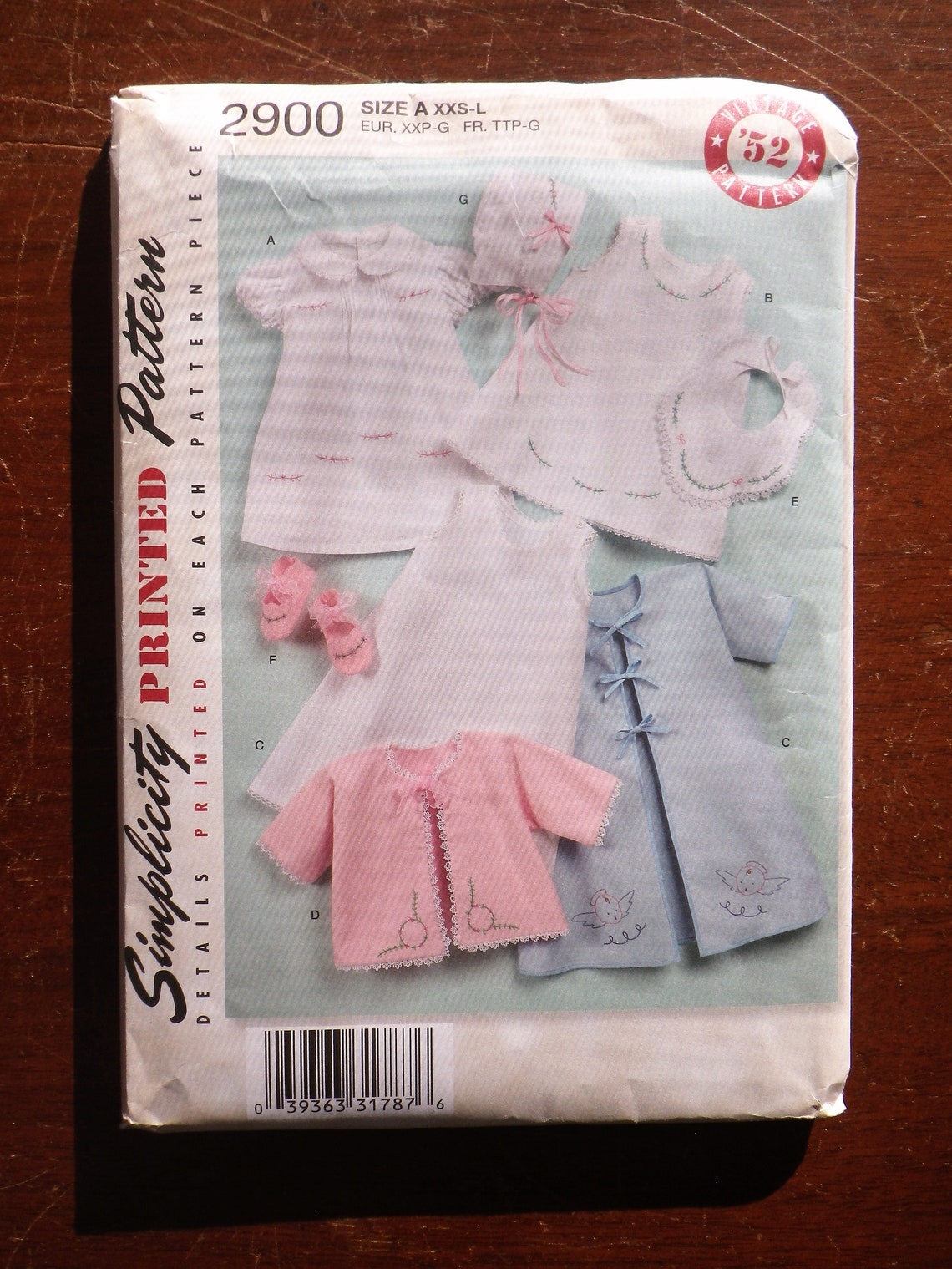 Simplicity Babies Layette & Bonnet Pattern 2900 UNCUT Size A - Etsy