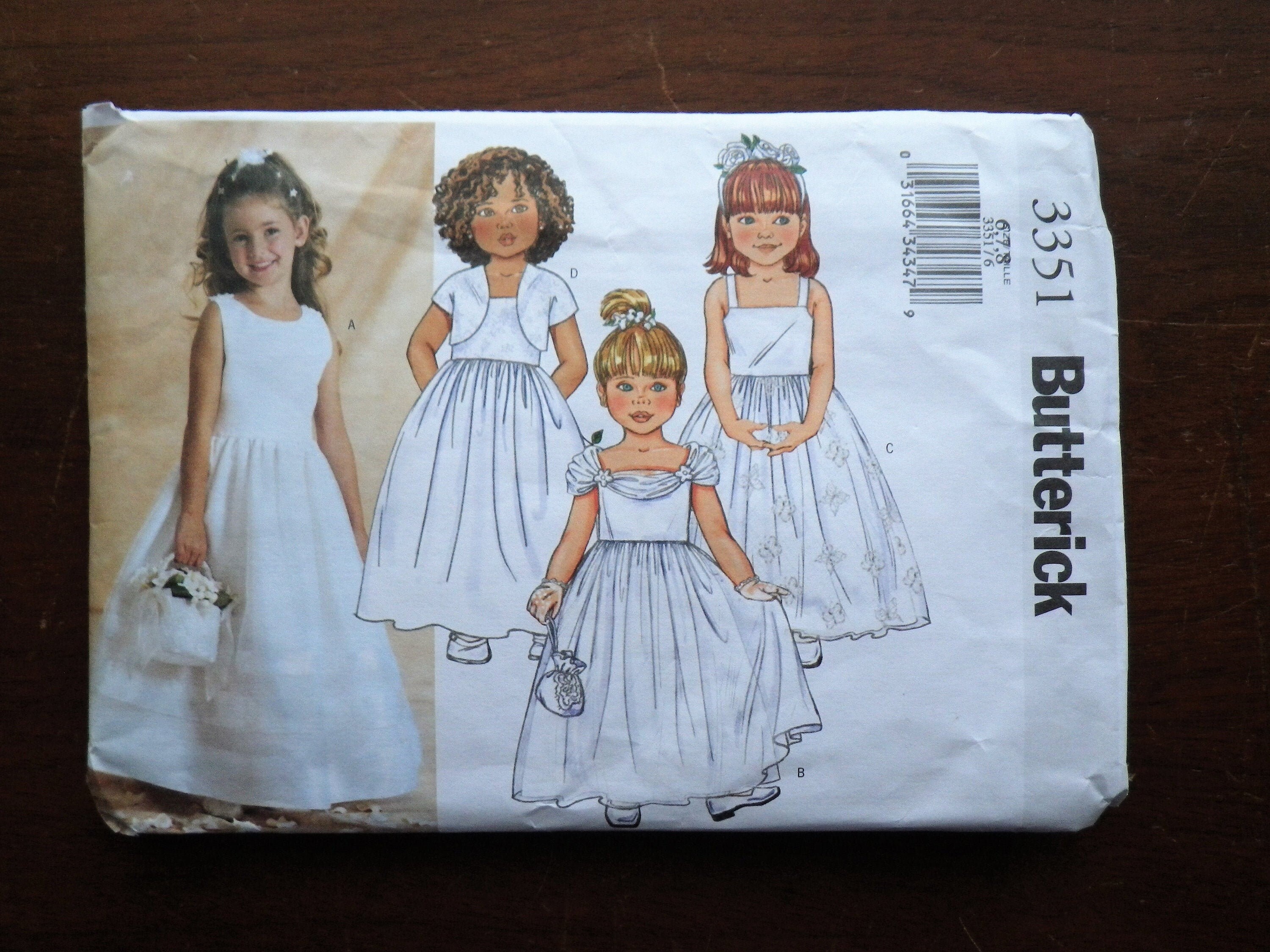 Patterns Out of Print Butterick 3351 Flower Girl Kids Jacket and Dress ...