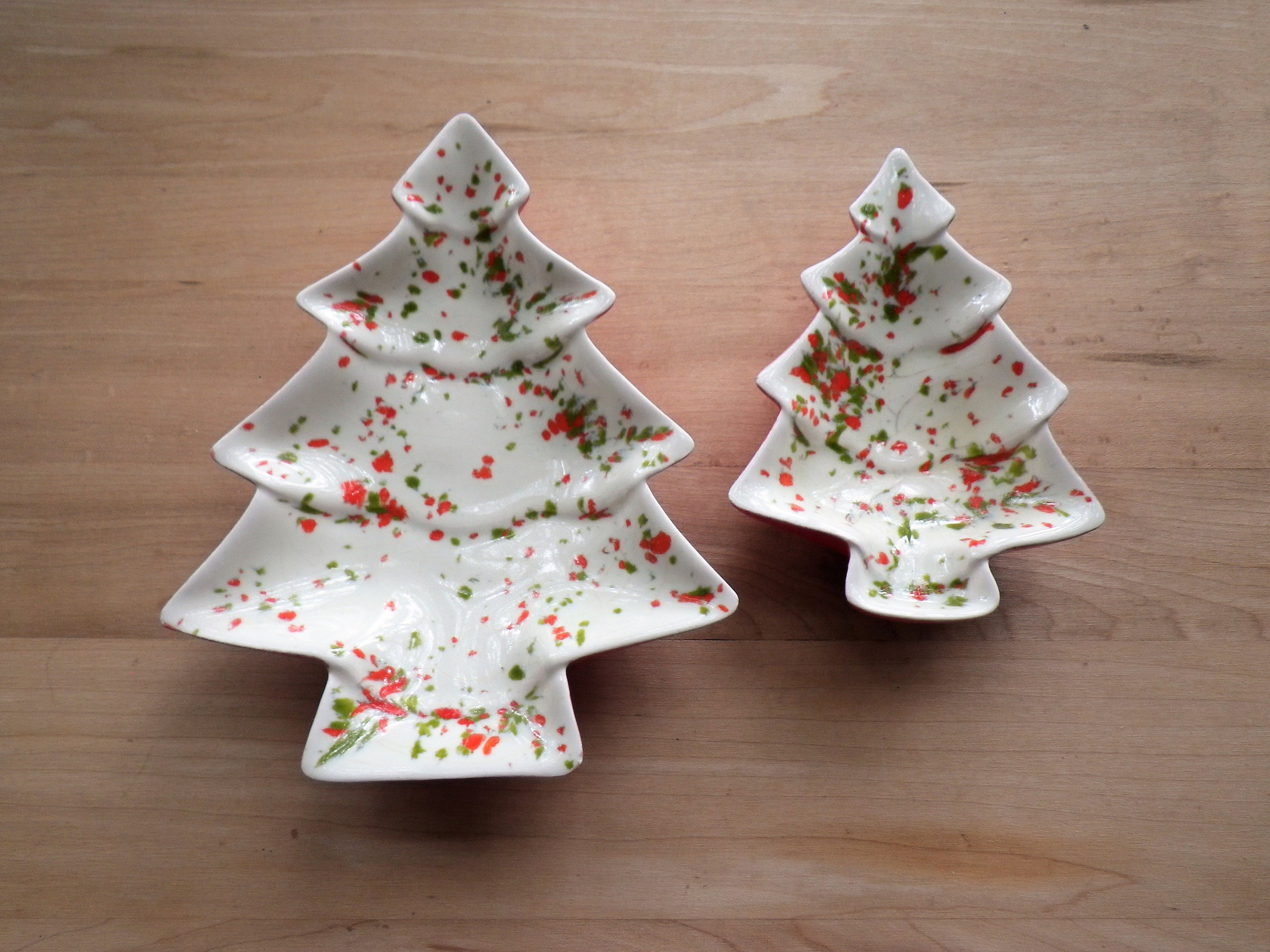 Pair of Funky Nesting Christmas Trees Shaped Dishes Orange Red | Etsy