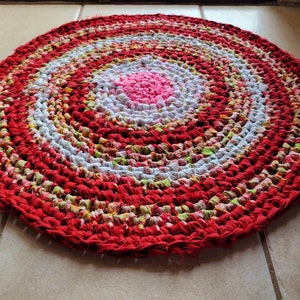 Artisan Crochet Rag Rug Burgundy & Pink 28 Cottage - Etsy