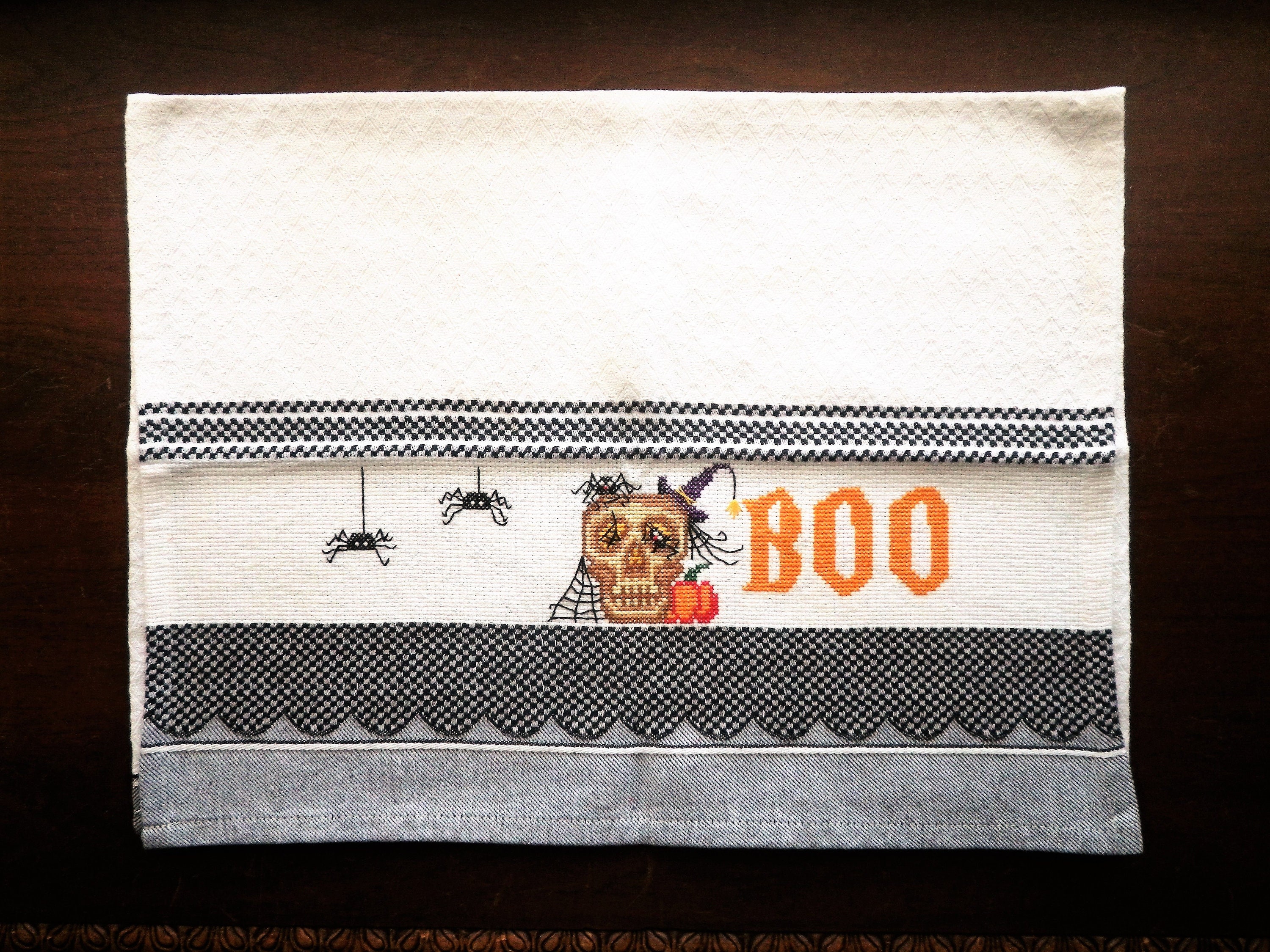 BOO XL Kitchen Towel Halloween Skull Witch's Hat and | Etsy