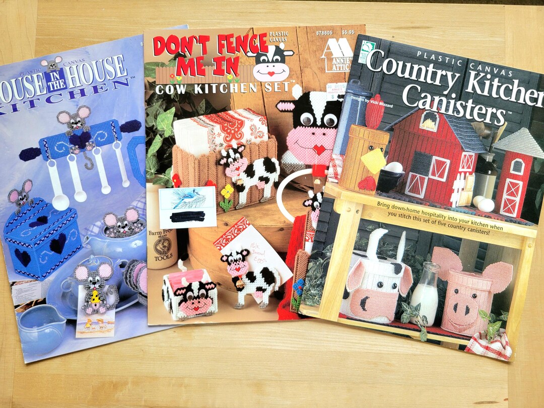 Vintage Kitchen Plastic Canvas Pattern Booklet -CHOOSE ONE- Mouse in ...