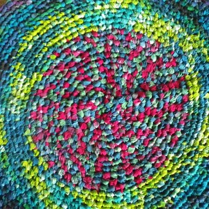 Artisan Crochet Rag Rug Cottage Batik Ocean 32 in Light Weight | Etsy