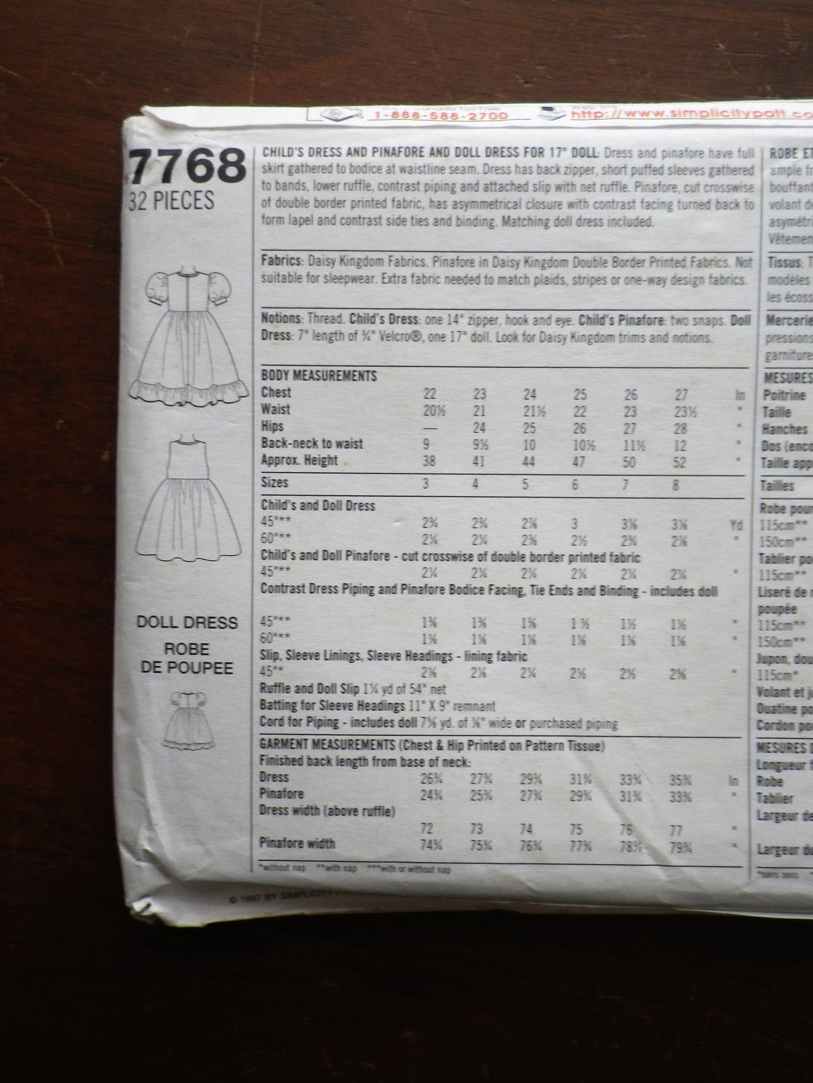 Simplicity 7768 Daisy Kingdom Girl's & Matching Doll's - Etsy