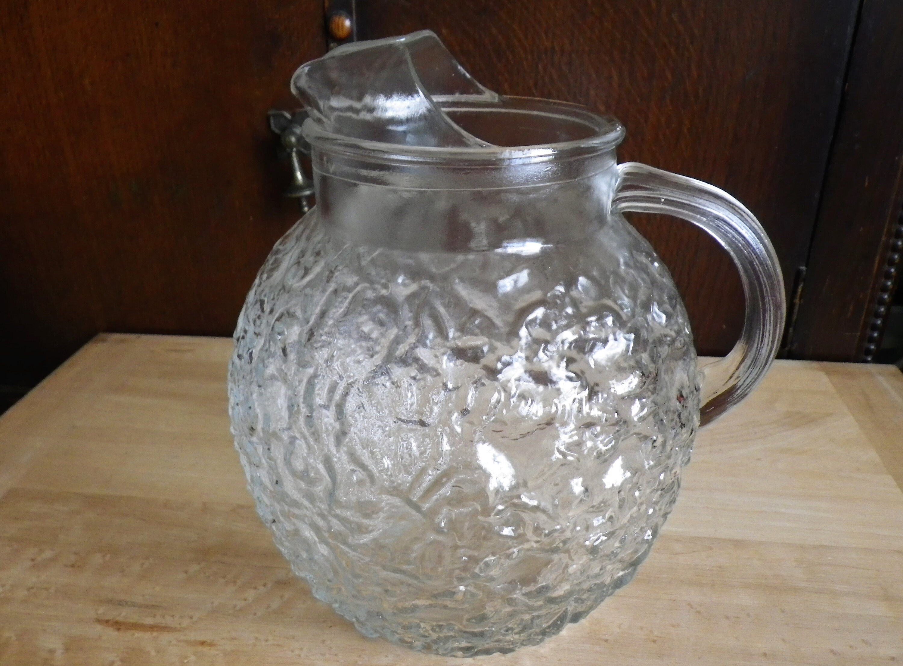 Vintage MILANO Glass Pitcher With Lip Ice Bark Textured | Etsy