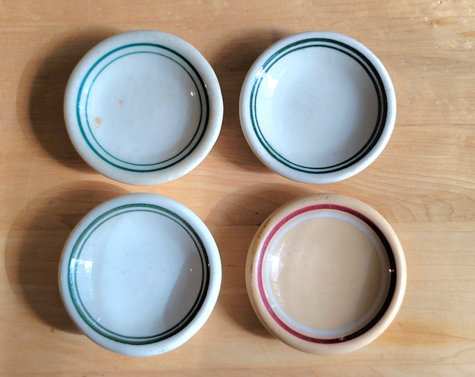 Vintage Mixed Lot of 4 Butter Pat Dishes, Slightly Shabby W/ 3 Shenango ...