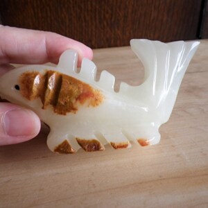 Natural Stone Fish Carving Stylized Pen or Taper Candle Holder - Etsy