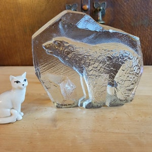 Vintage Art Glass Polar Bear Figure by Magnor Crystal Made in Norway ...