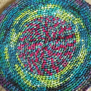 Artisan Crochet Rag Rug Cottage Batik Ocean 32 in Light Weight | Etsy