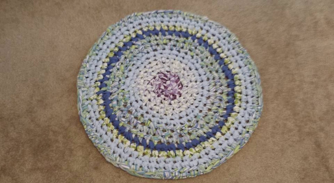 Artisan Crochet Rag Rug Cottage Shabby Chic Yipes Stripes - Etsy