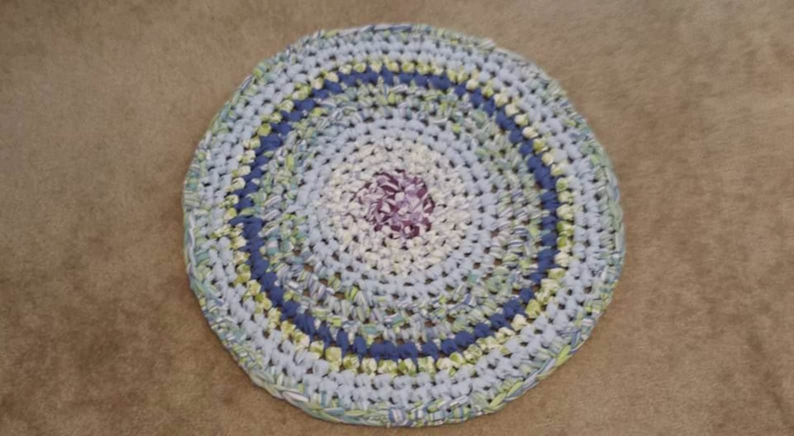 Artisan Crochet Rag Rug Cottage Shabby Chic Yipes Stripes - Etsy