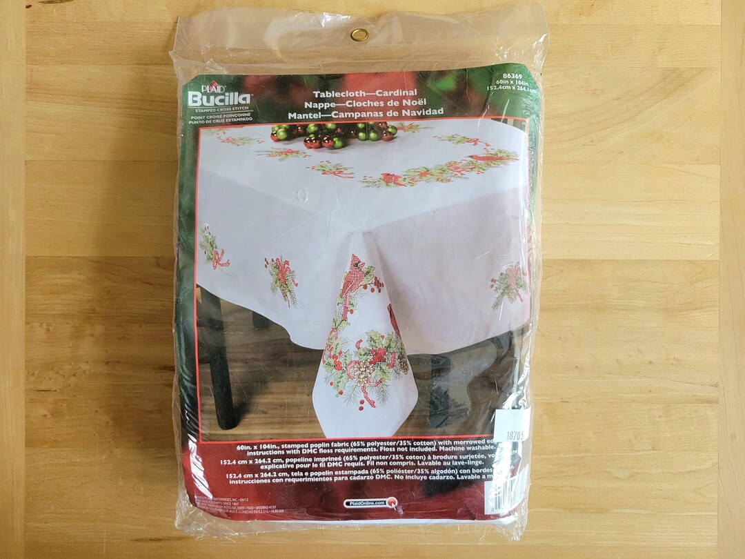 CARDINAL Bucilla Stamped Cross Stitch Tablecloth - Does NOT Include Floss - 60" X 104" - #86369 ...