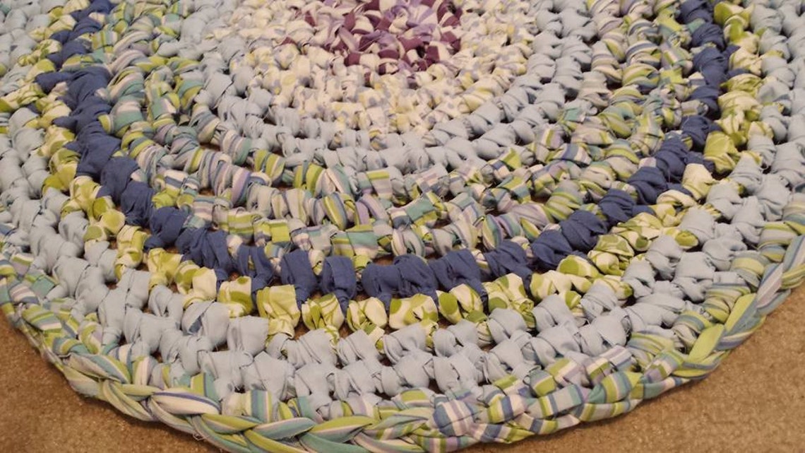 Artisan Crochet Rag Rug Cottage Shabby Chic Yipes Stripes - Etsy