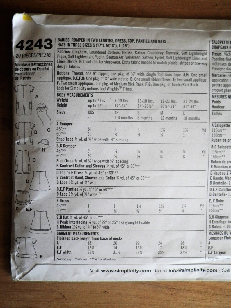 Simplicity Babies Clothes Pattern 4243 UNCUT Size A XXS-L - Etsy