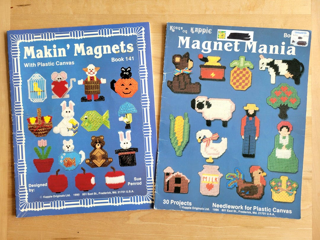 Plastic Canvas Magnets Pattern Leaflet - Kount on Kappie - CHOOSE FROM ...