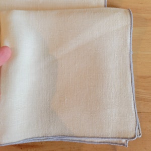 Set of 4 Vintage Linen Napkins in Ivory W/ Grayish-blue Embroidered ...