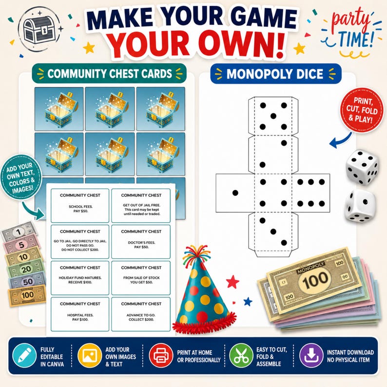 Custompoly Game Template, Editable Canva Board Game, Personalized ...