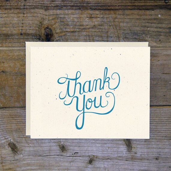 C-0707 Thank You blue Script Card | Etsy