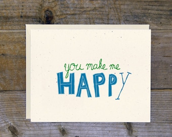 You Make My Heart Happy Card // Waving Heart - Etsy