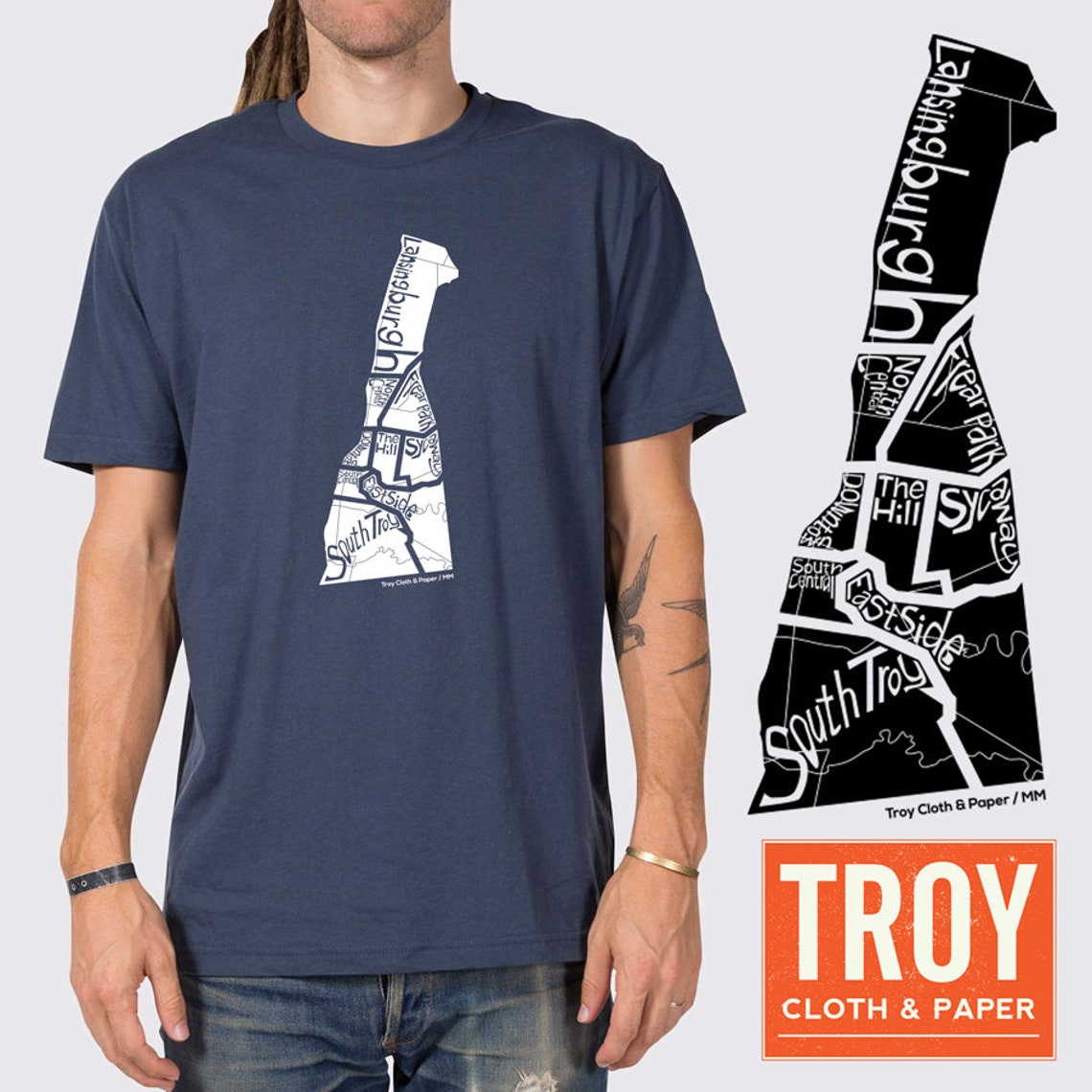 A Map of Troy New York Tee - Etsy