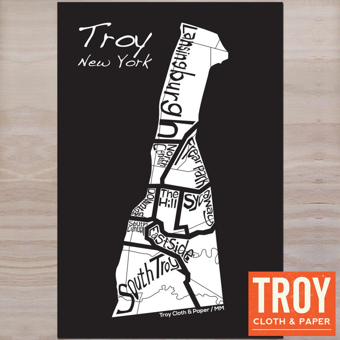 A Map of Troy New York Art Print (poster in Red Blue Green Black) - Etsy