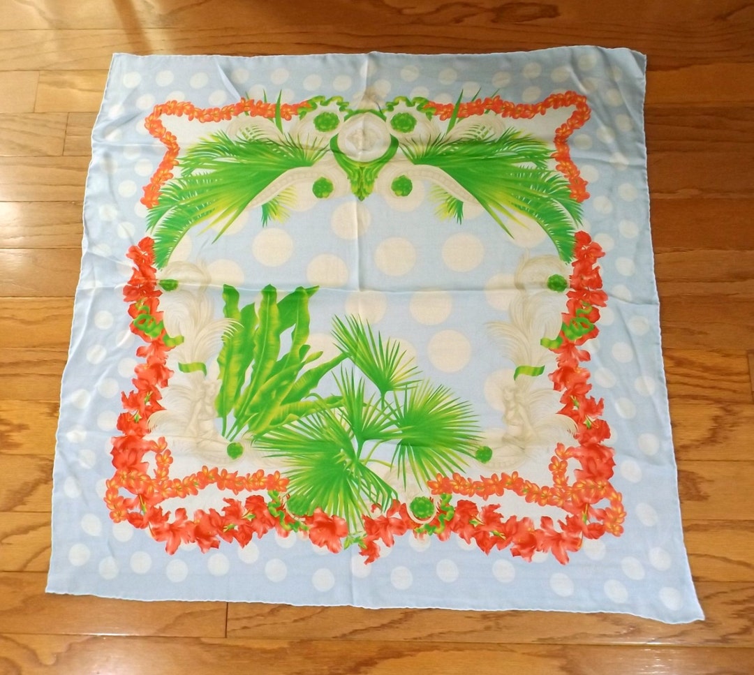 VERSACE Tropical Print Silk Scarf - Etsy