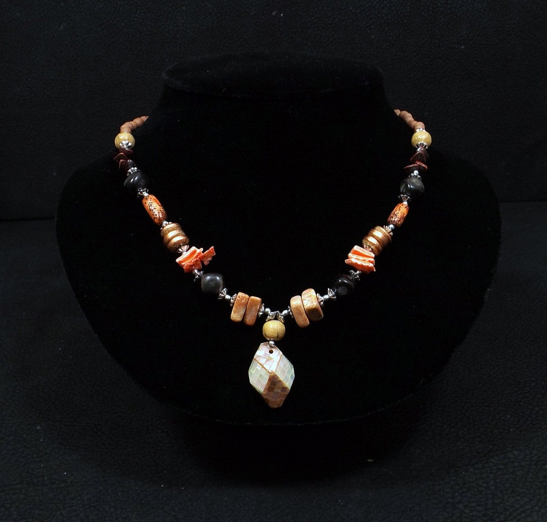 Organic Necklace in Earth Tones - Etsy