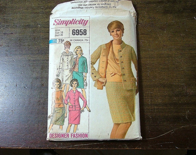 1967 SIMPLICITY Sewing Pattern 6958 Size 16 Bust 36 - Etsy