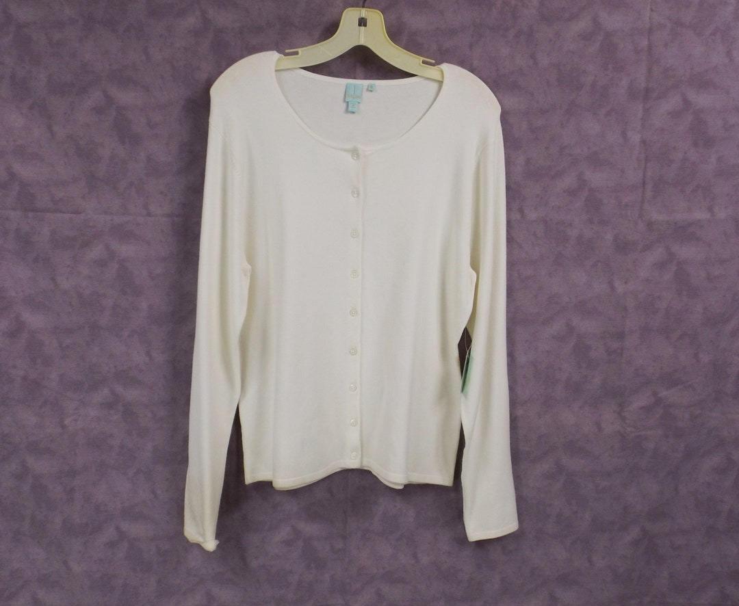 White Cardigan Sweater US Size Extra Large XL - Etsy