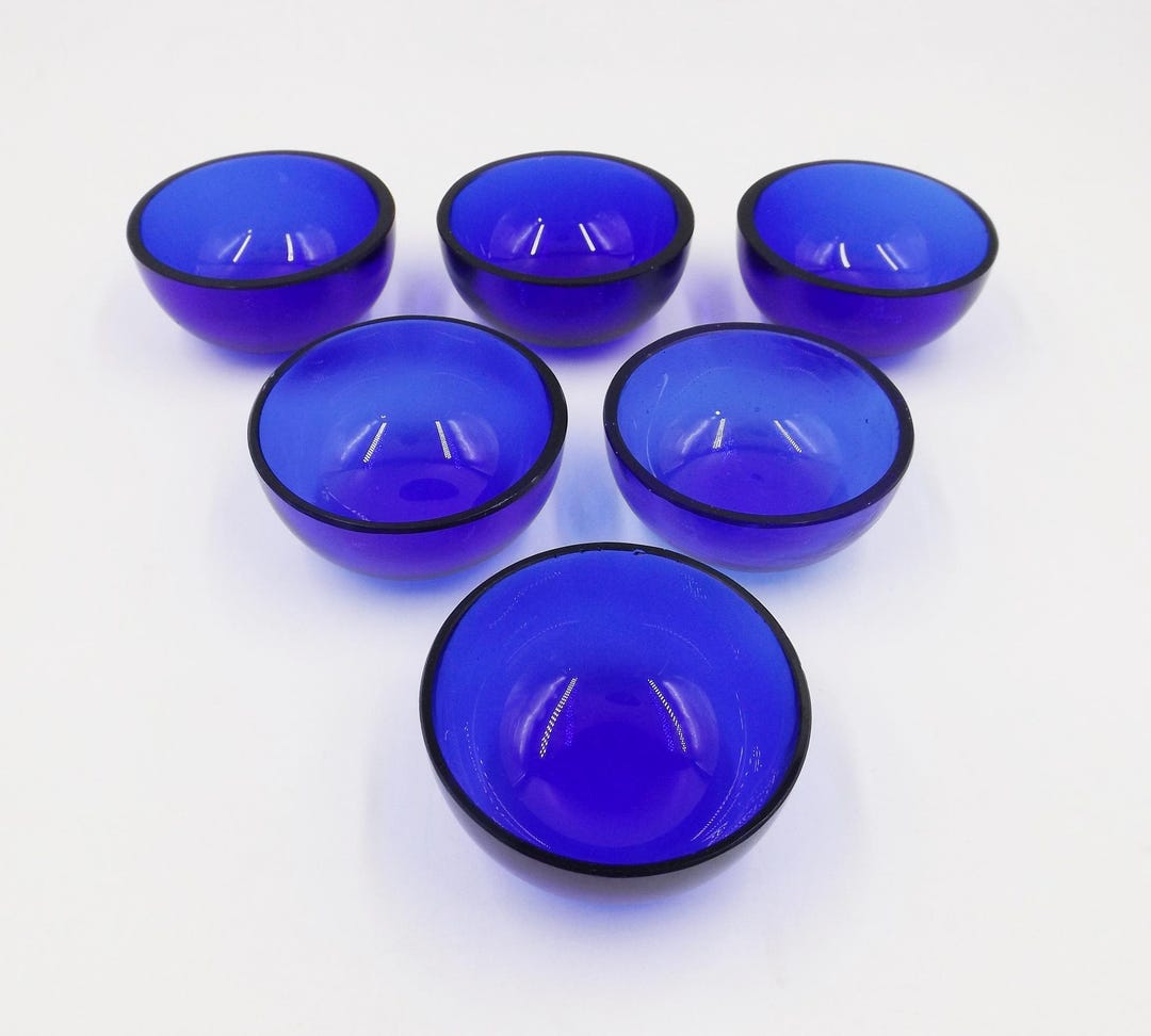 Cobalt Blue Glass Salt Cellars Set of 6 - Etsy